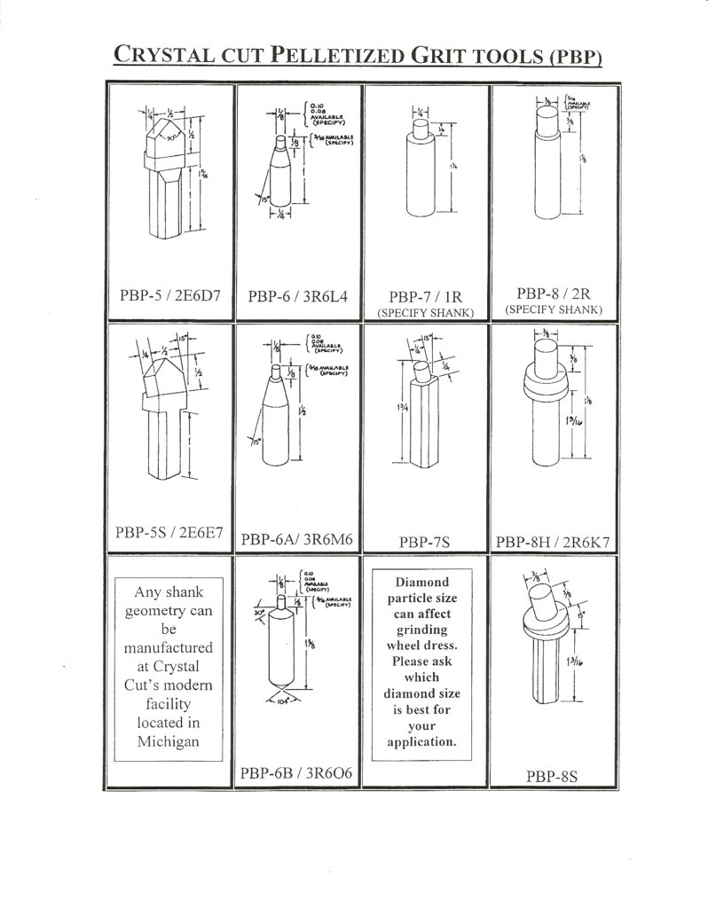 Pelletized Grit Tool Catalog | Crystal Cut Tool INC.